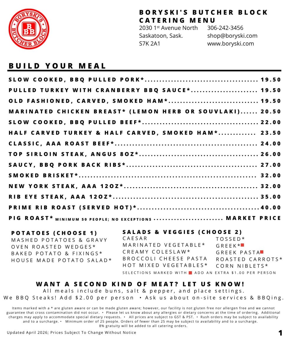 Catering Saskatoon | Boryski's Butcher Block